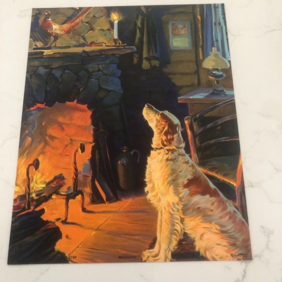 Art | Vintage Calendar Art Print Of Hunting Dog And Pheasant | Poshmark